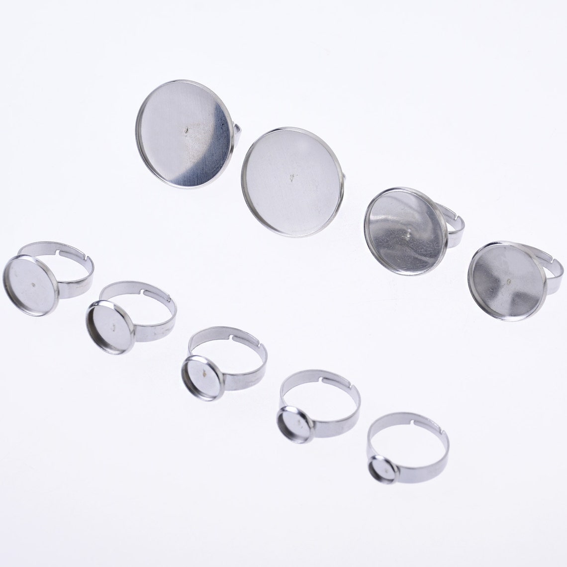 Stainless Steel 17mm Adjustable Ring Settings Blank Base Fit 6/8/10/12 ...