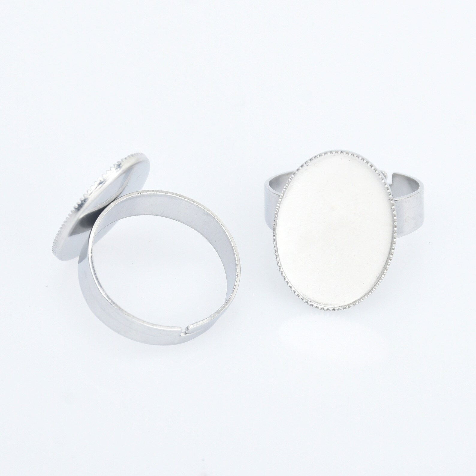 Stainless Steel Oval Adjustable Ring Blank Base Ring Settings - Etsy