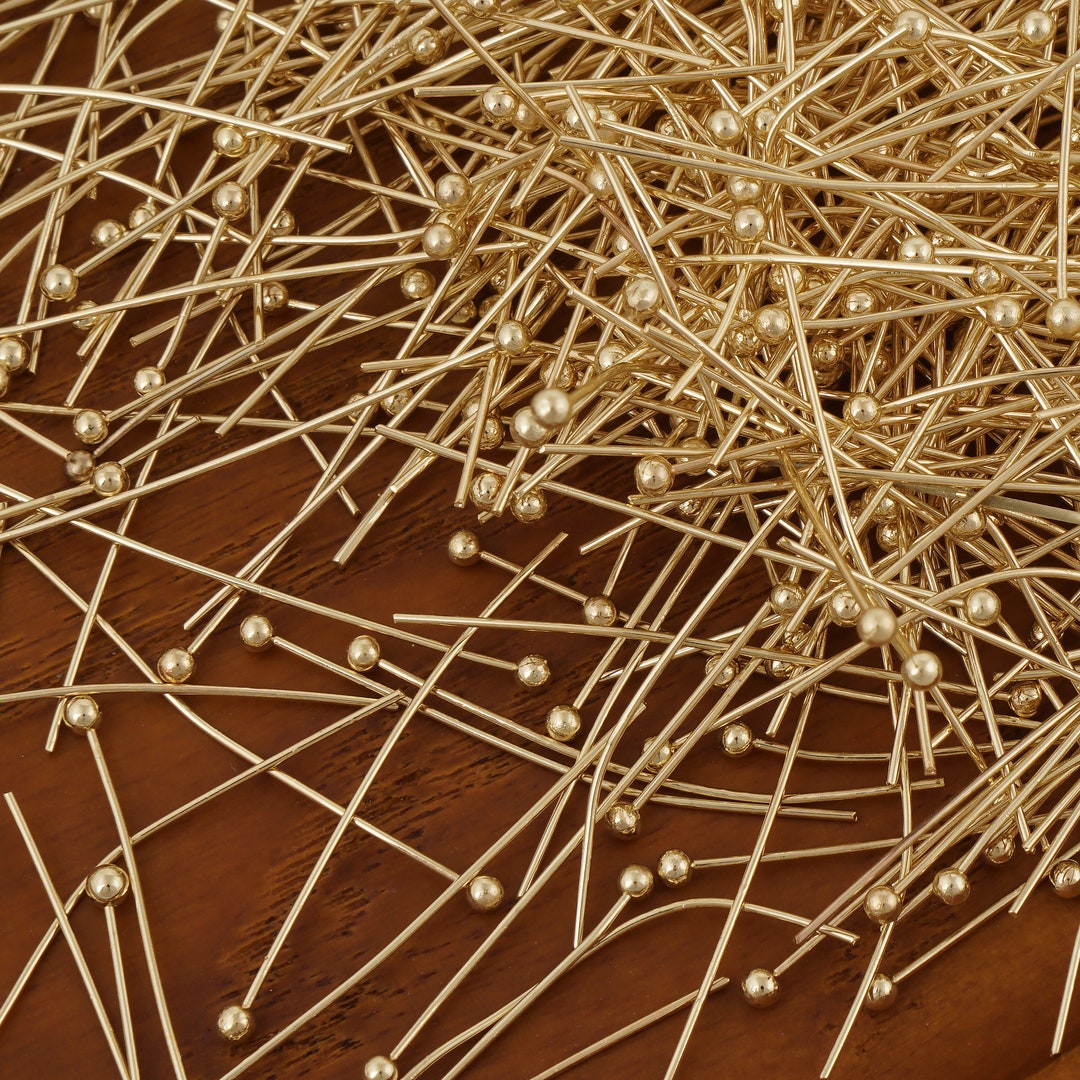 100PCS 14k Gold Filled Ball Head Pins, Brass Ball Headpin, Head Pin for ...