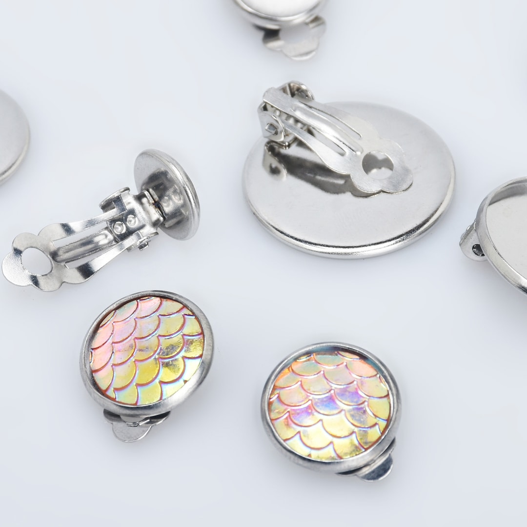 Stainless Steel Earring Bases Blanks Ear Clip Blank Trays Fit 8/10/12 ...