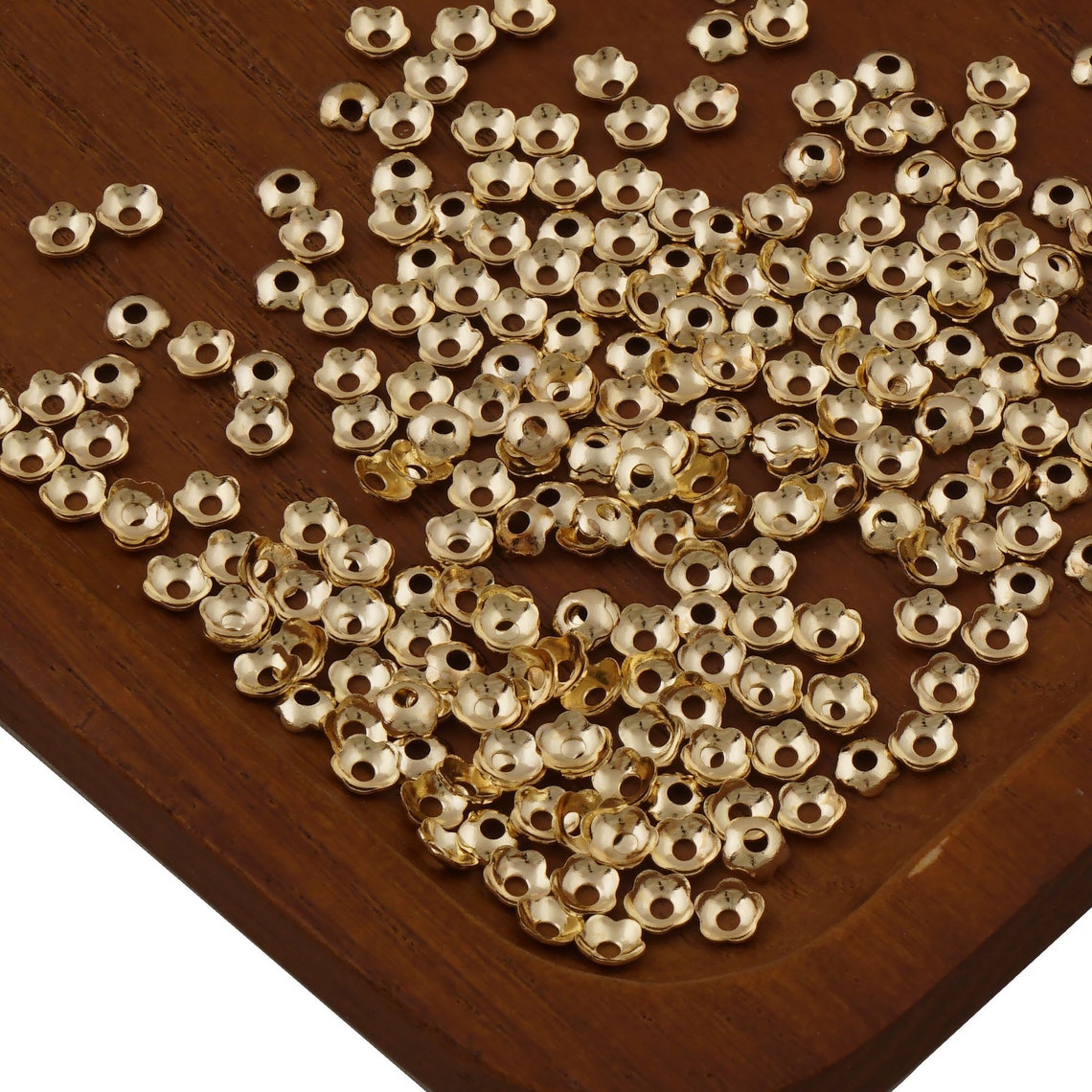 200PCS 14k Gold Filled Bead Caps, 4mm Gold Filled Flower Bead Caps, Can ...