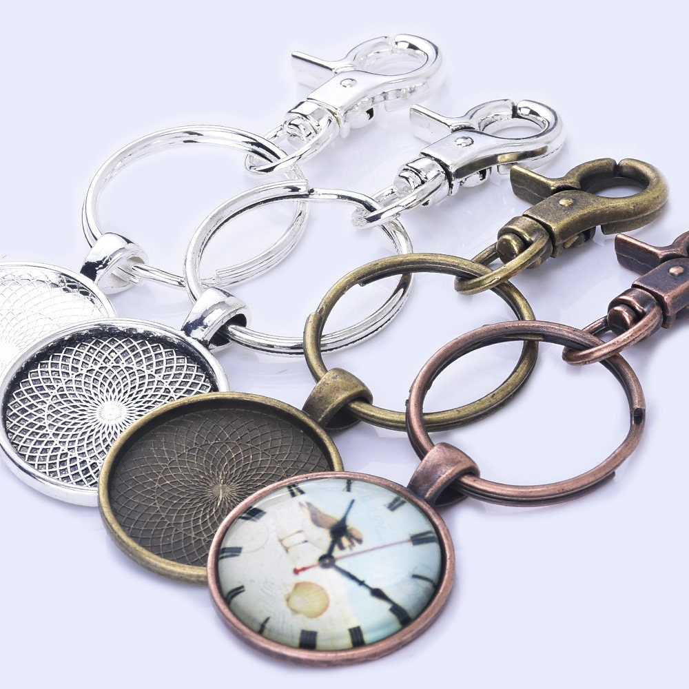 Zinc Alloy 25mm DIY Key Chain Pendant Kits Mini Round Pendant - Etsy