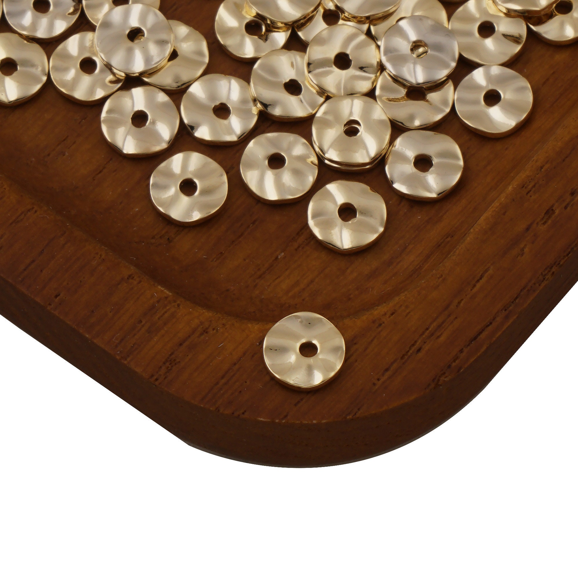 50PCS 14k Gold Filled Hammered Disc Beads, Coin Disk Spacer Beads, Disc ...