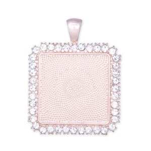 10 Square Rhinestones Claw Pendant 20mm Cabochon Setting Single Row ...