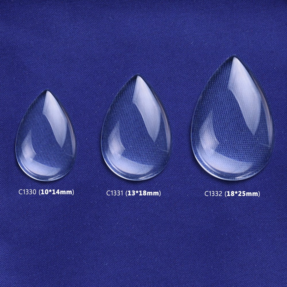 Clear Teardrop Glass Dome Cabochon Glass Tile Flatback Crystal - Etsy
