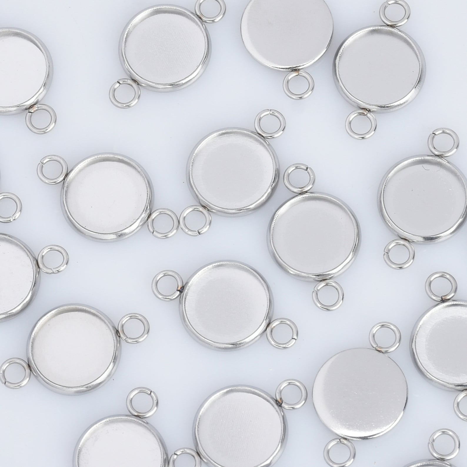 316 Stainless Steel Pendant Connectors 2 Loop Round Bezel Bracelet Tray ...