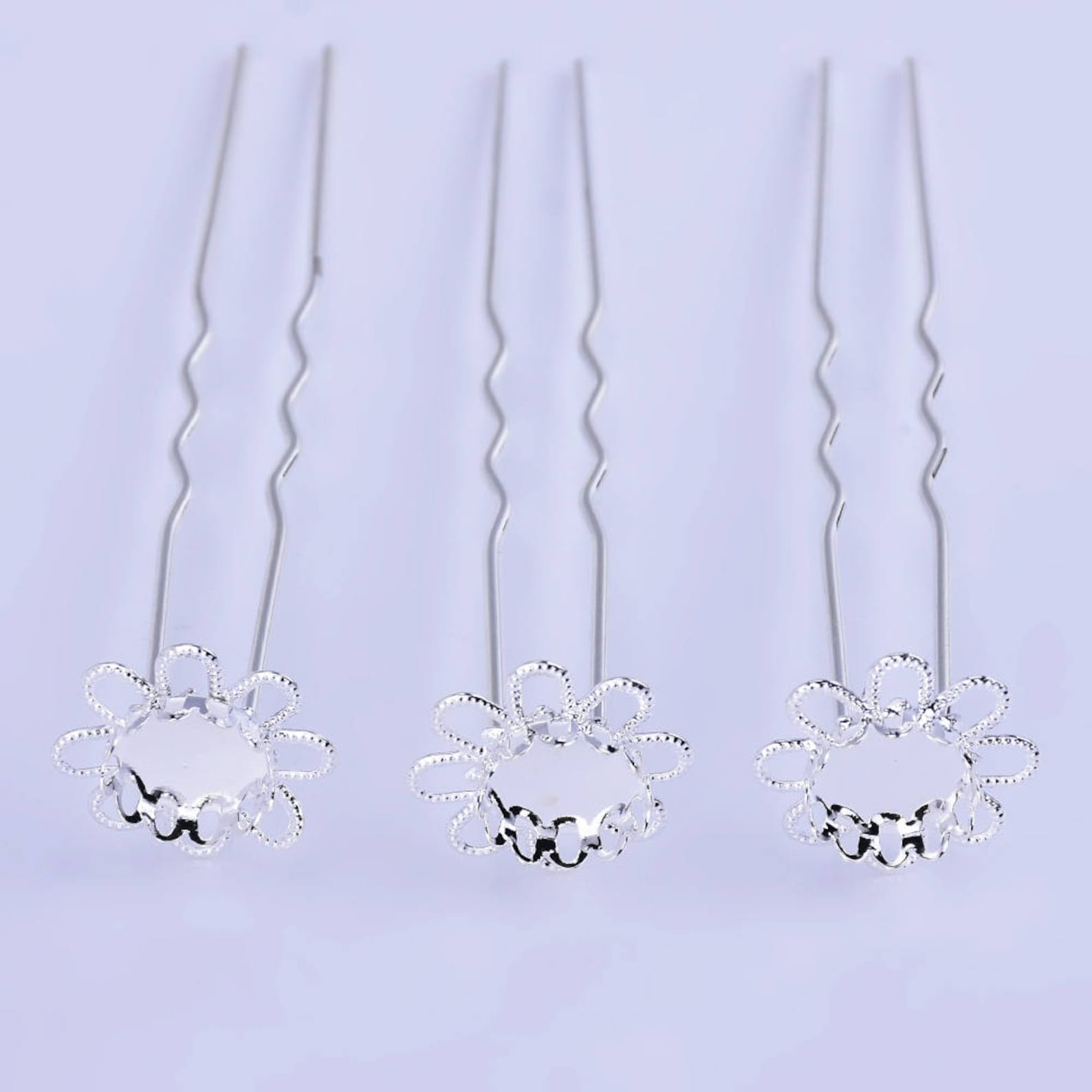 75mm U Style Hair Pin Base Hairpins With 10mm Bezel Wedding - Etsy