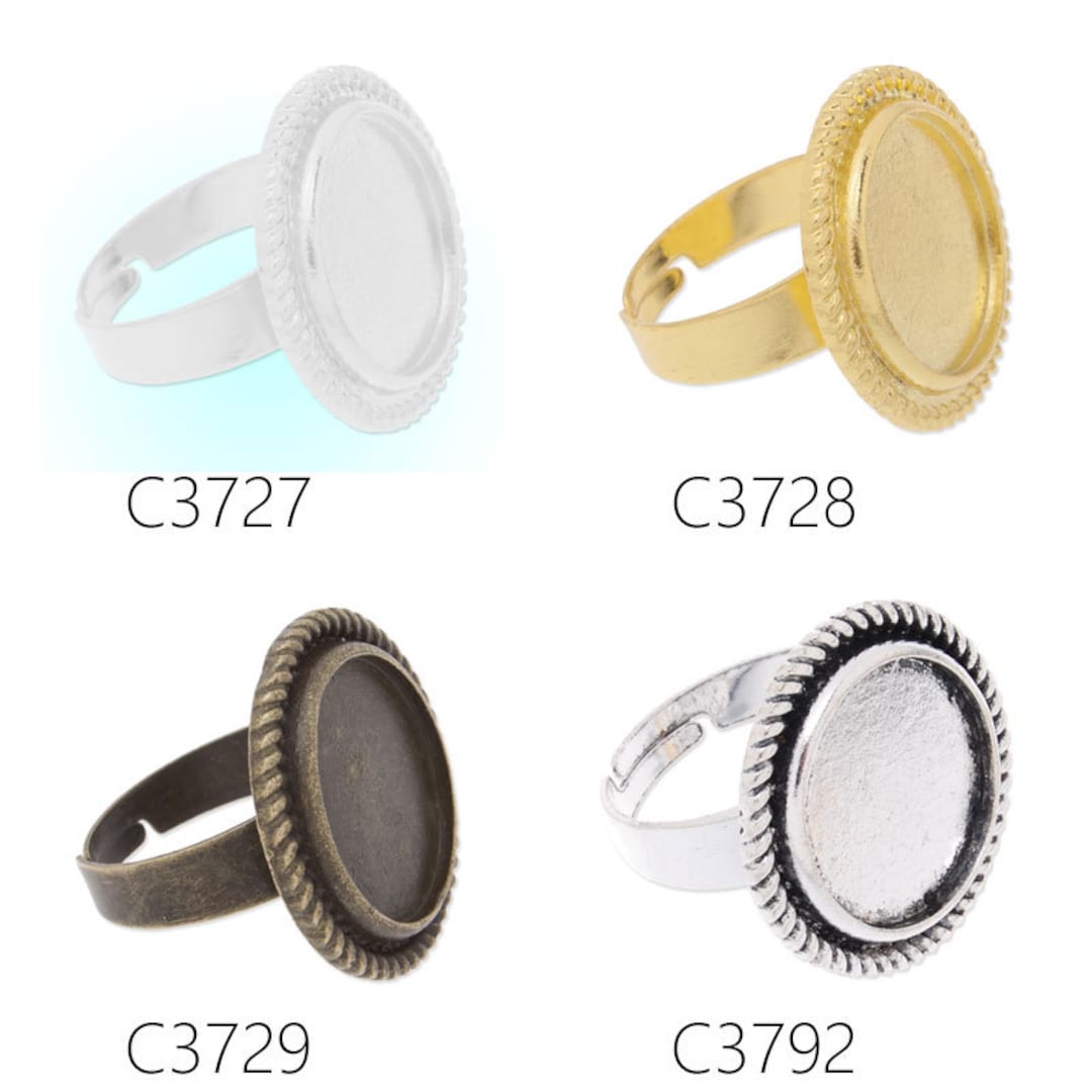 20PCS 16MM Round Adjustable Shallow Bottom Ring Base Setting,fit 16mm ...