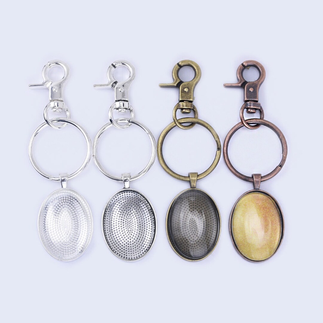 30*22mm DIY Key Chain Oval Pendant Kits Lobster Claw Key Chain Craft ...