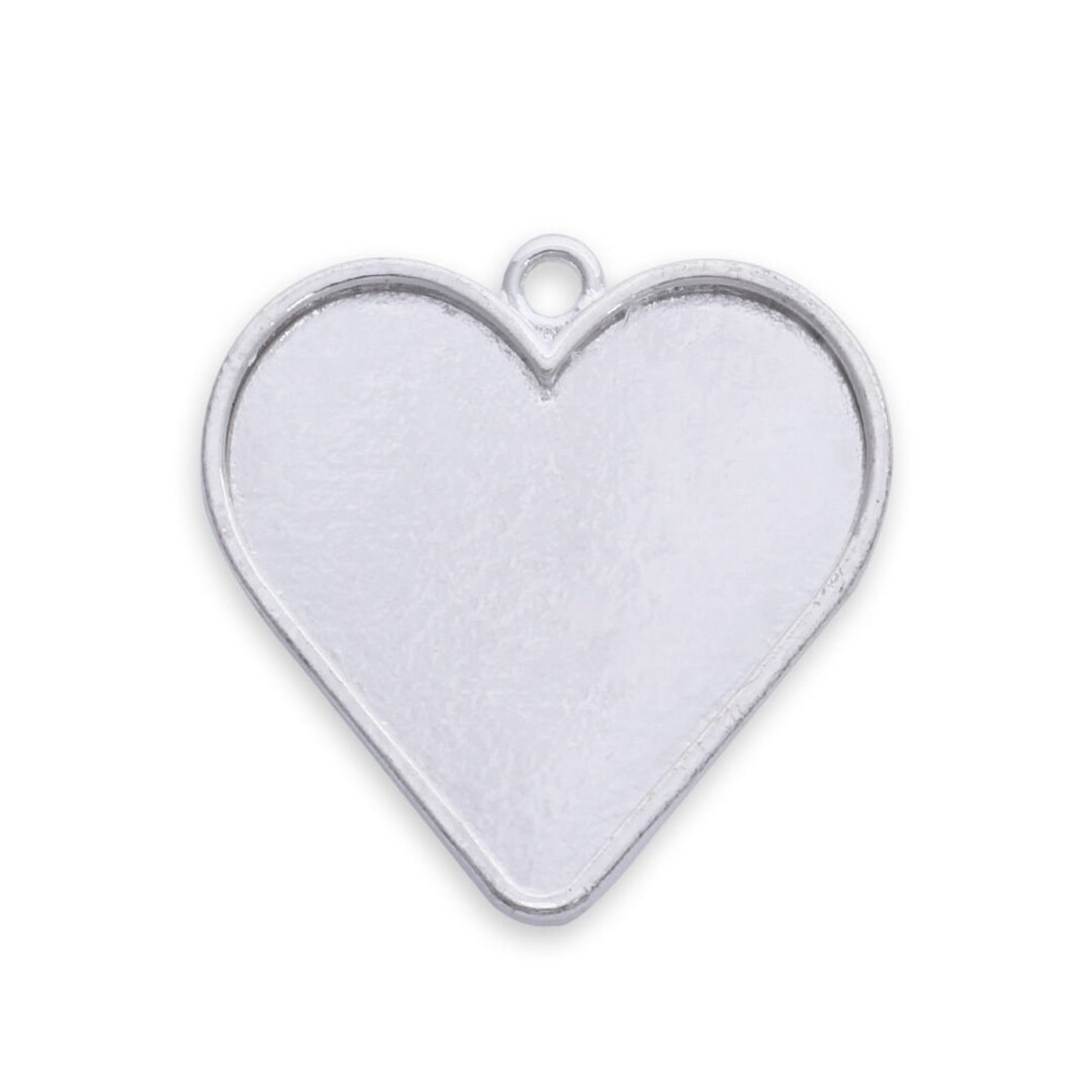 30mm Heart Bezel Pendant Setting Cabochon Base Setting Pendant Trays ...