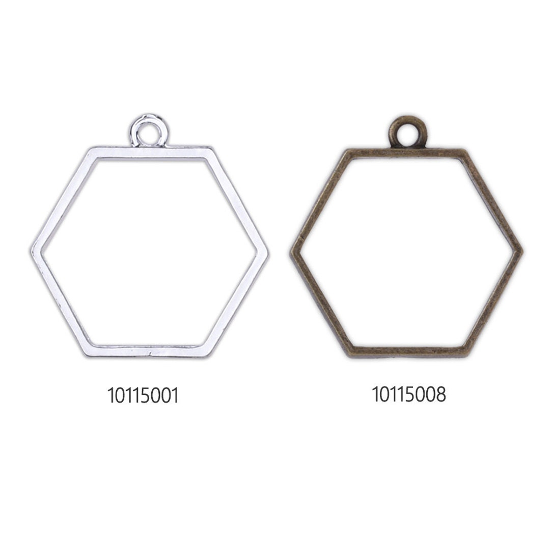 20 Hexagon Resin Bezel Open Back Blank,13x14.5mm Pressed Flower Frame ...