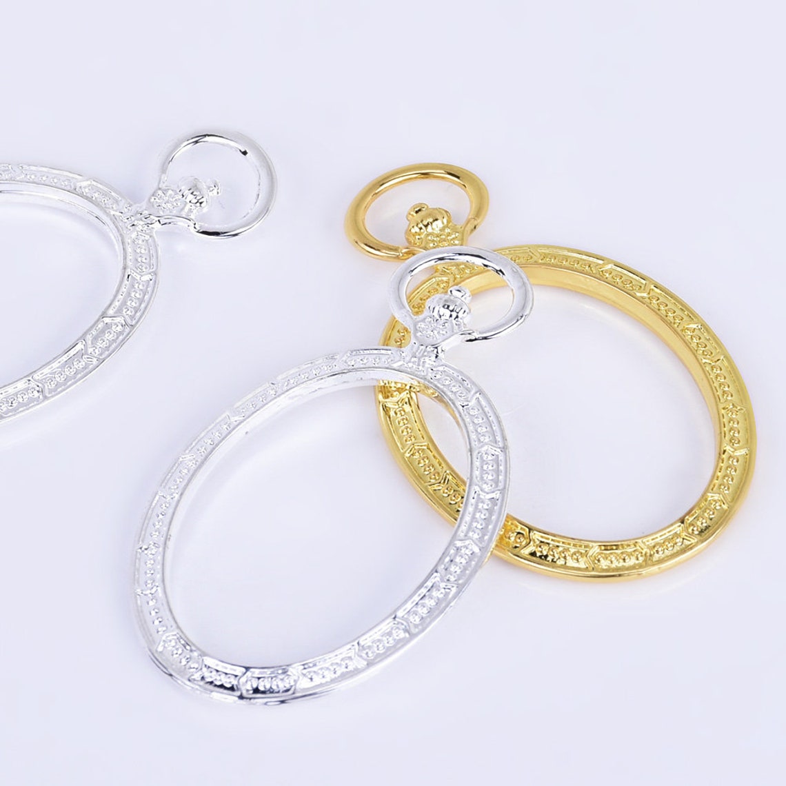 53*31*3mm Oval Open Back Pendant Resin Setting Blanks Open Frame ...