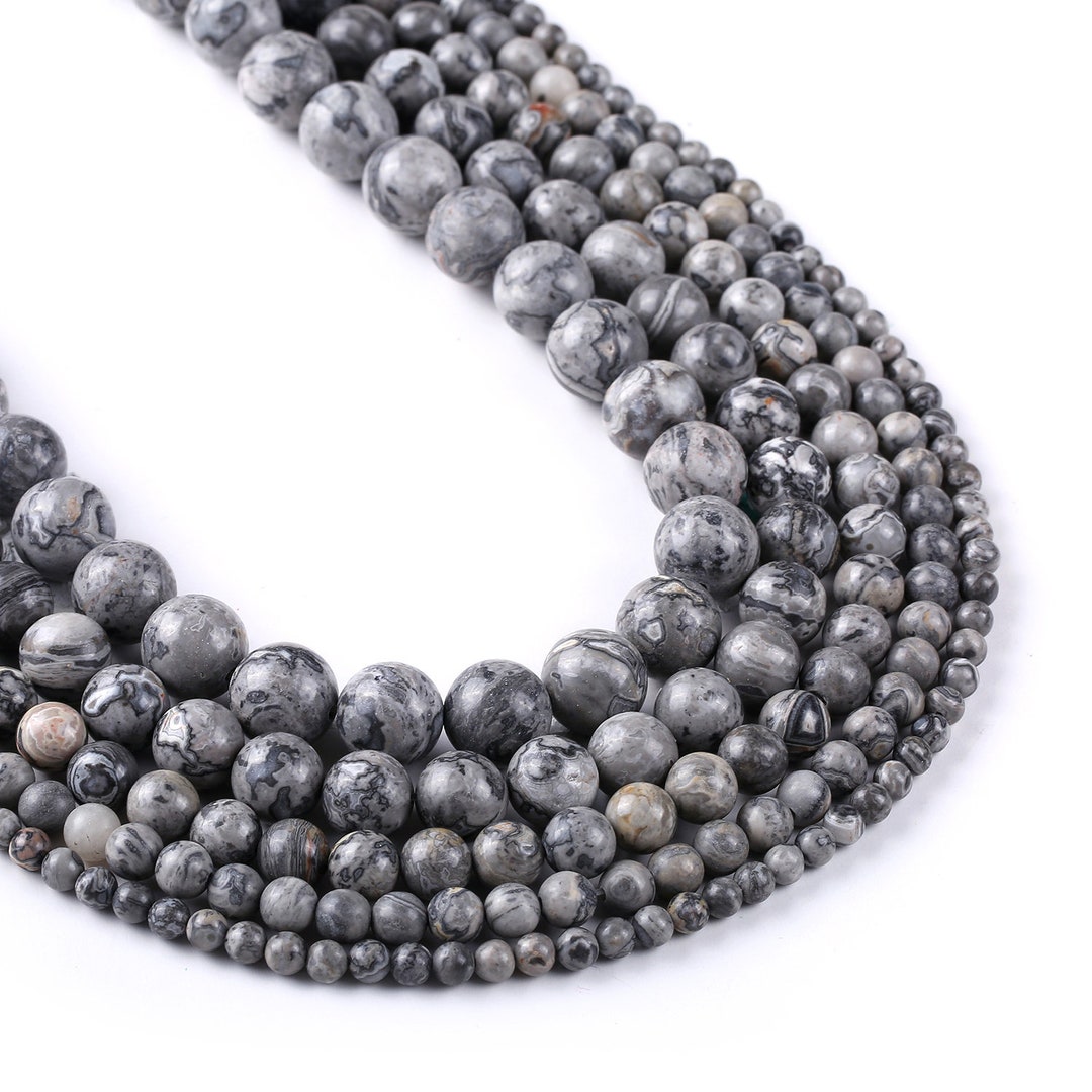 15" Full Strand Natural Map Jasper Beads 4/6/8/10/12mm Round Beads DIY ...