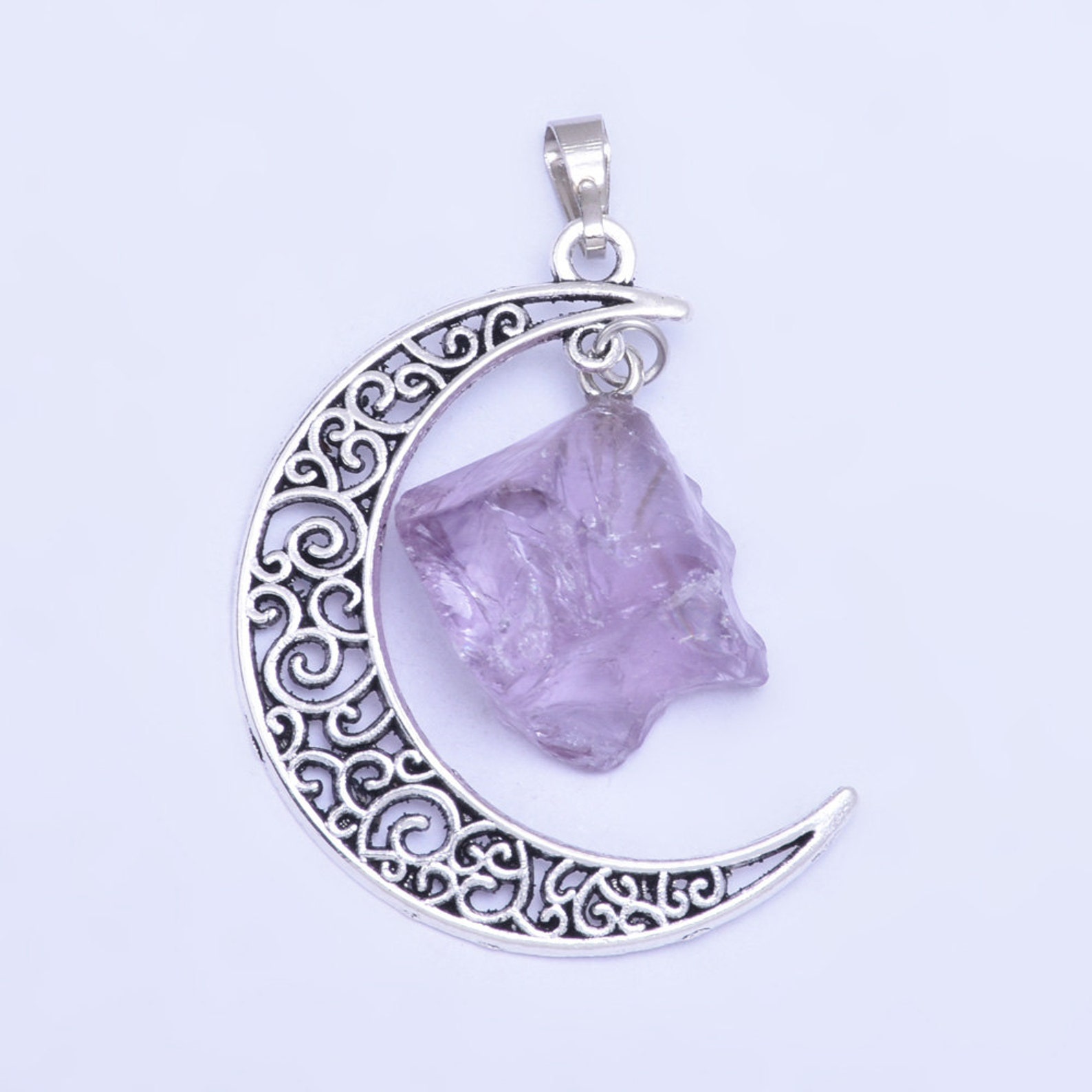 1 Hollow Moon Shape 36mm Natural Stone Healing Fashion Jewelry - Etsy