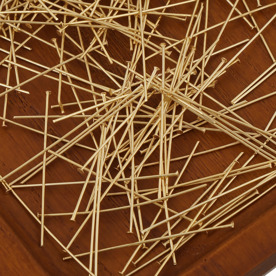 100PCS 14k Gold Filled T Pins, Brass Head Pin, Flat Head Pin Eye Pin ...