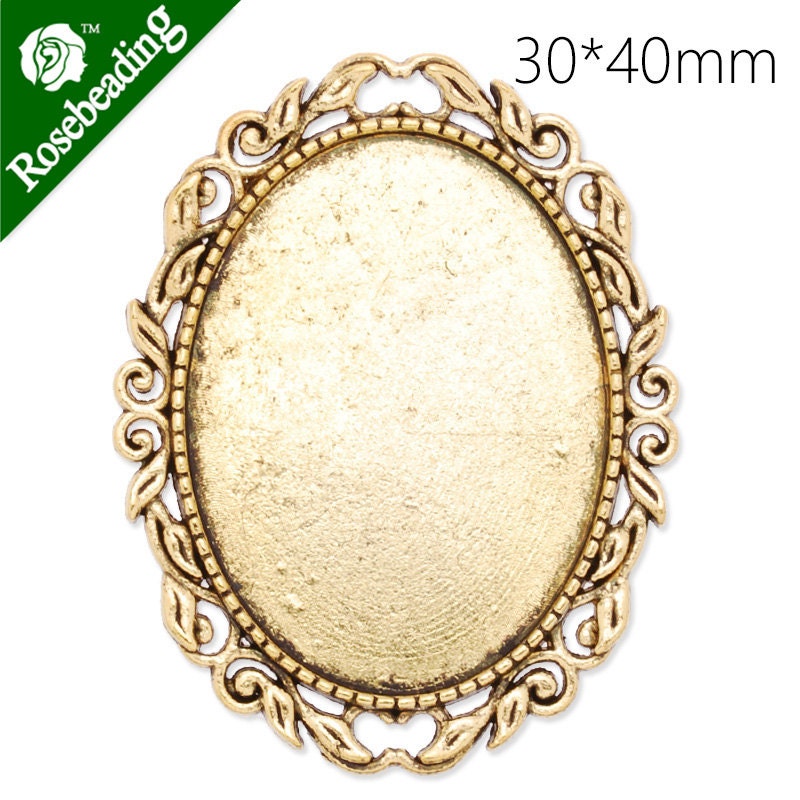10 Metal Brooch Base Oval Bezel for 30x40mm Cabochon Cameo - Etsy