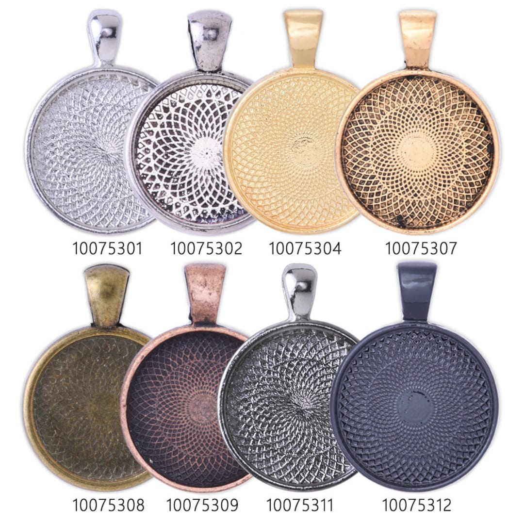 20mm Round Pendant Tray Pendant Blank Base Cabochon Tray Circle Cameo ...