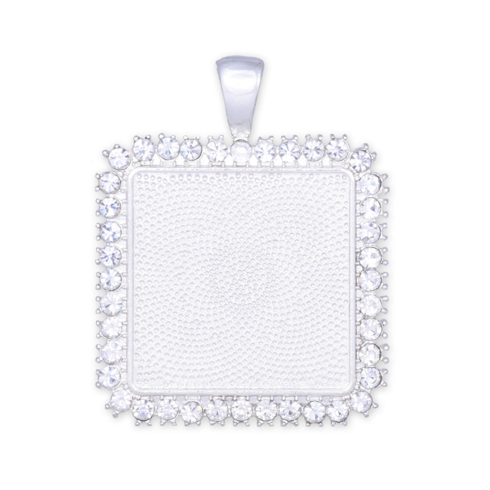 10 Square Rhinestones Claw Pendant 20mm Cabochon Setting Single Row ...