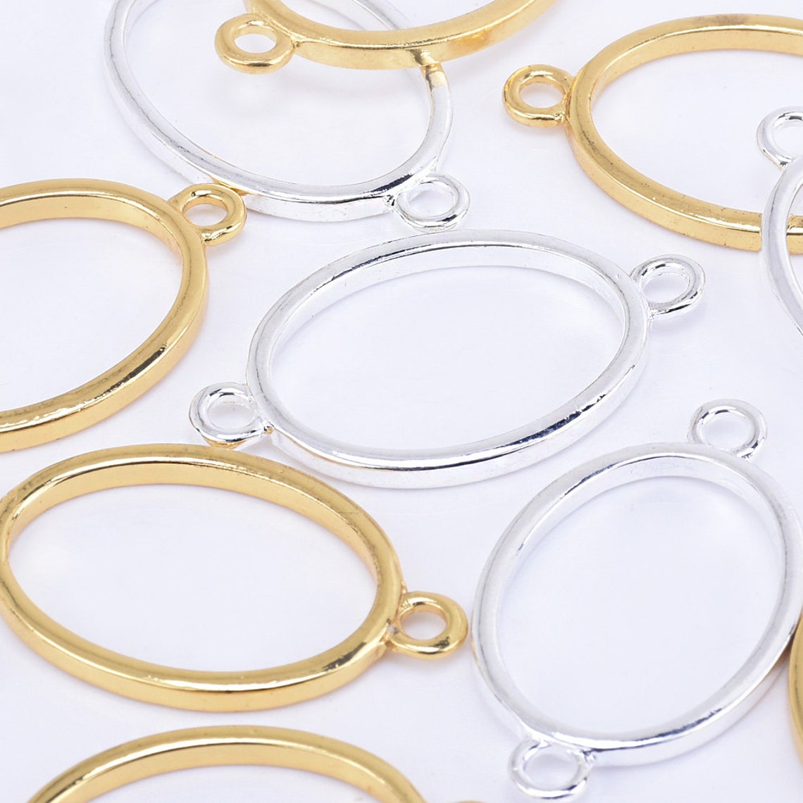 42.5*24mm Oval Open Back Pendant Hollow Frame Glue Blank Connector ...