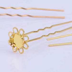 75mm U Style Hair Pin Base Hairpins With 10mm Bezel Wedding Hair ...