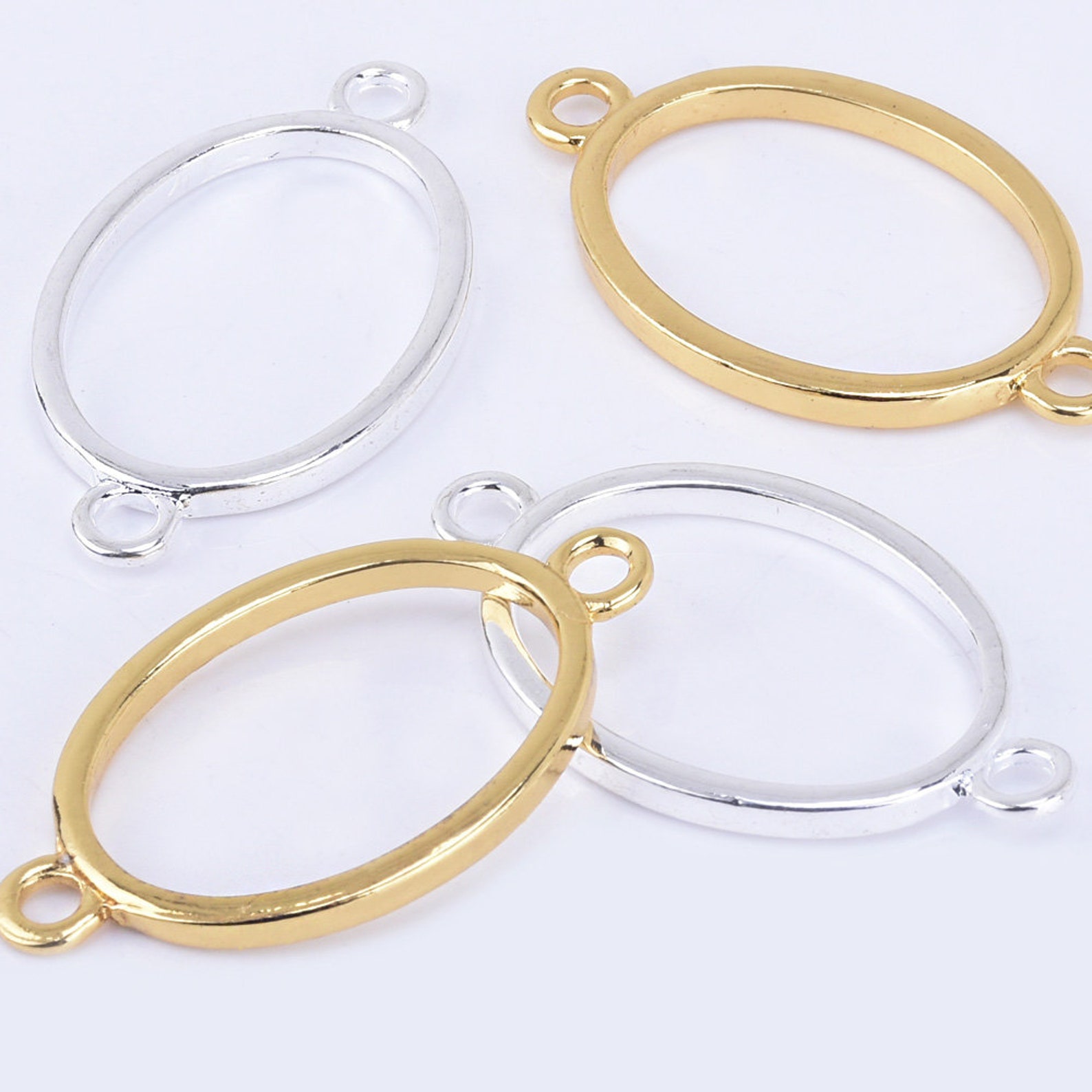 42.5*24mm Oval Open Back Pendant Hollow Frame Glue Blank Connector ...