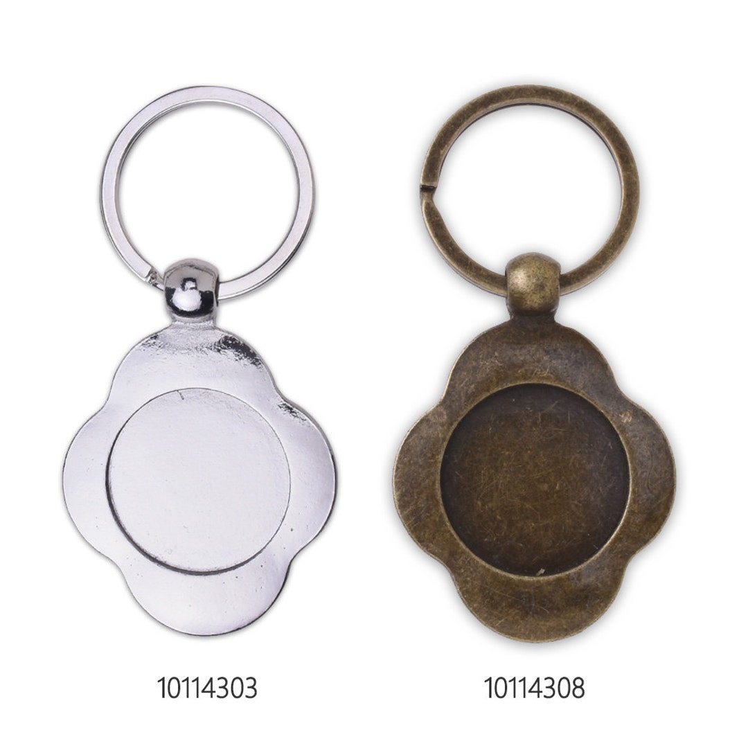 5pcs Flower Petal Bezel Key Chain ,photo Keychains DIY Kit - Blank ...