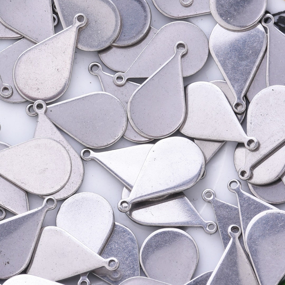 20 Stainless Steel Teardrop Charm Pendant Blanks Stamping Tag Blank ...