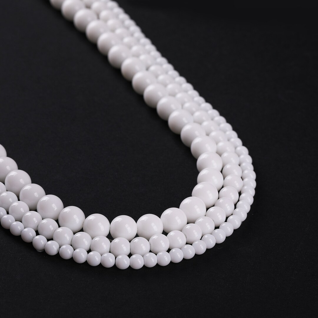 15" Full Strand White Porcelain Glass Beads Gemstone Jewelry Wholesale ...