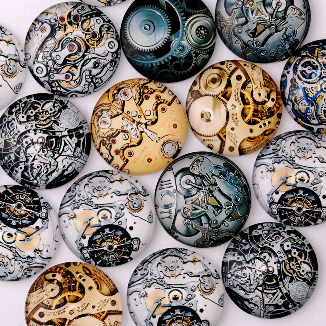 20 Vintage Mechanical Gear Steampunk Art Photo Glass Cabochon 25mm ...