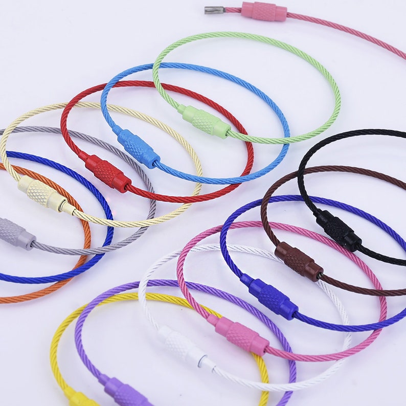150*1.5mm Wire Keychain Cable Stainless Steel Cable Key Ring Wire Mixed ...
