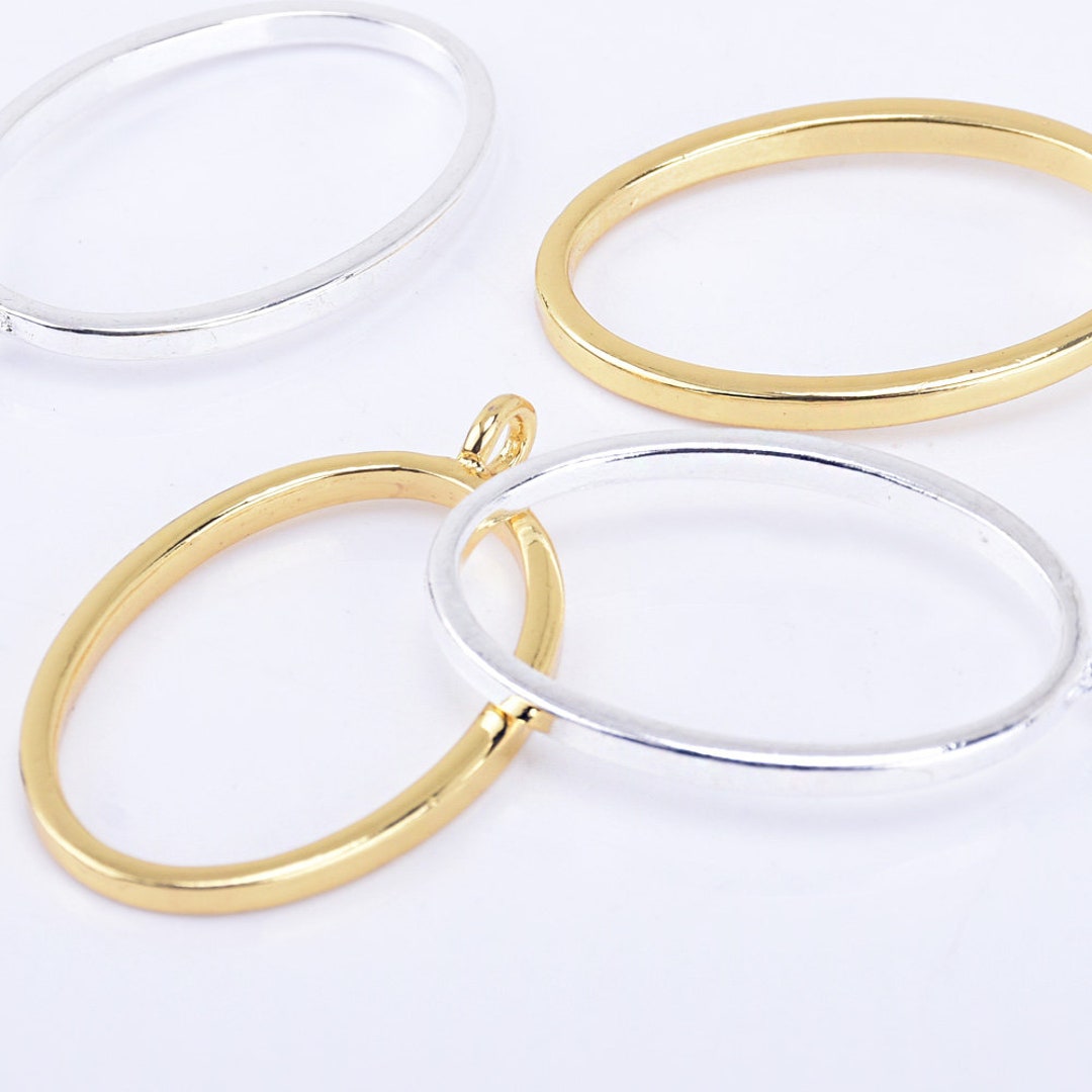 43*26mm Zinc Alloy Oval Open Back Bezel Pendant Resin Frame Charm ...