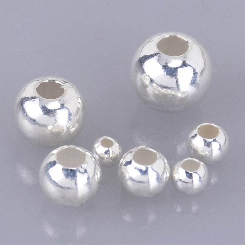 925 Sterling Silver Round Spacer Beads Round Seamless Beads - Etsy