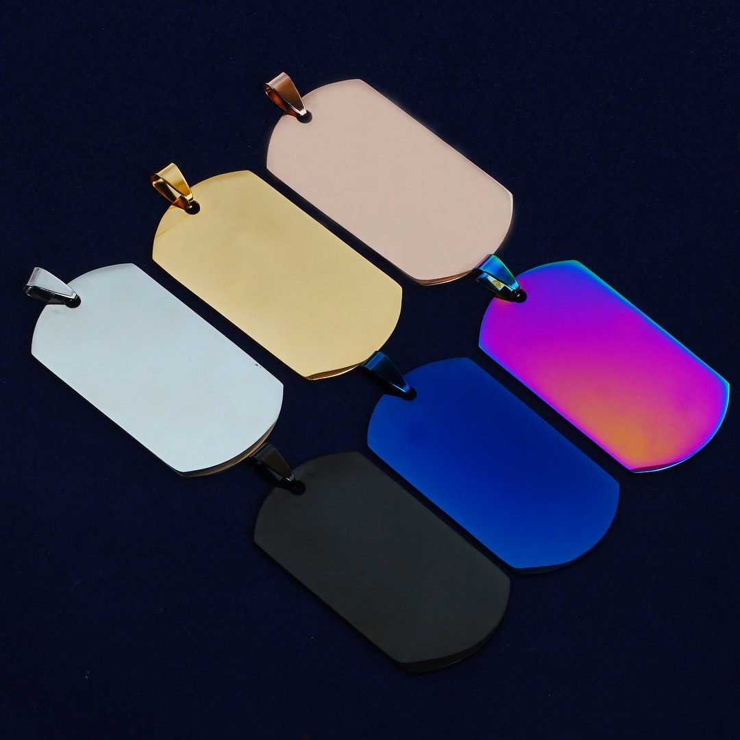 10PCS Shiny Stainless Steel Dog Tag, 50*28mm Rectangle Dog Pendants ...