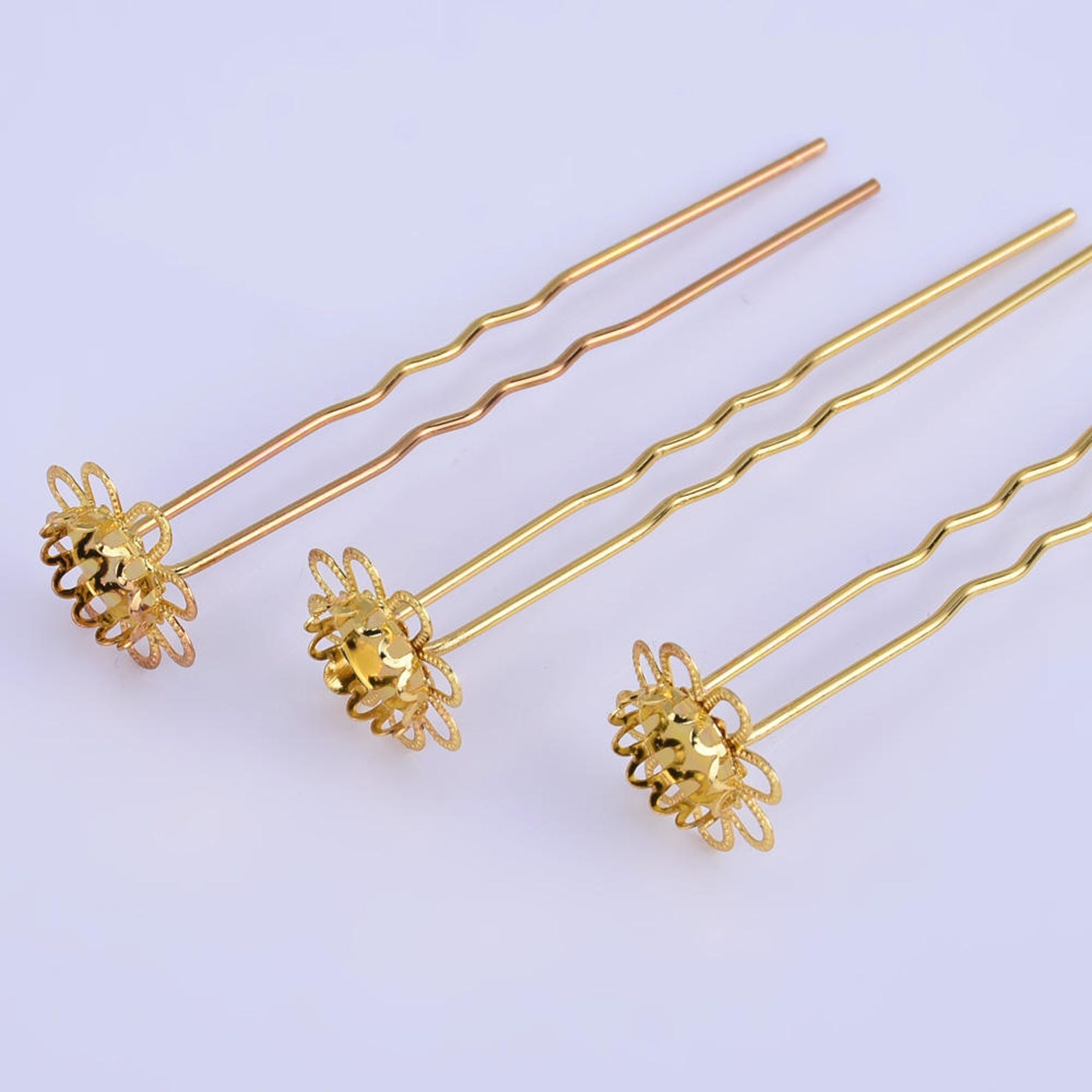 75mm U Style Hair Pin Base Hairpins With 10mm Bezel Wedding - Etsy