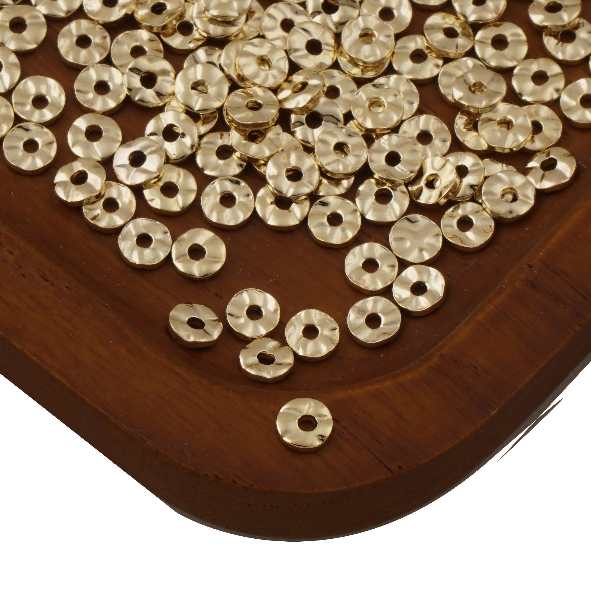 50PCS 14k Gold Filled Hammered Disc Beads, Coin Disk Spacer Beads, Disc ...