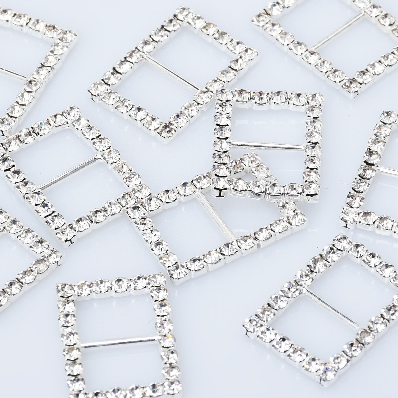 Bling Metal Rhinestone Buckle Sliders Square/rectangle/teardrop/heart ...