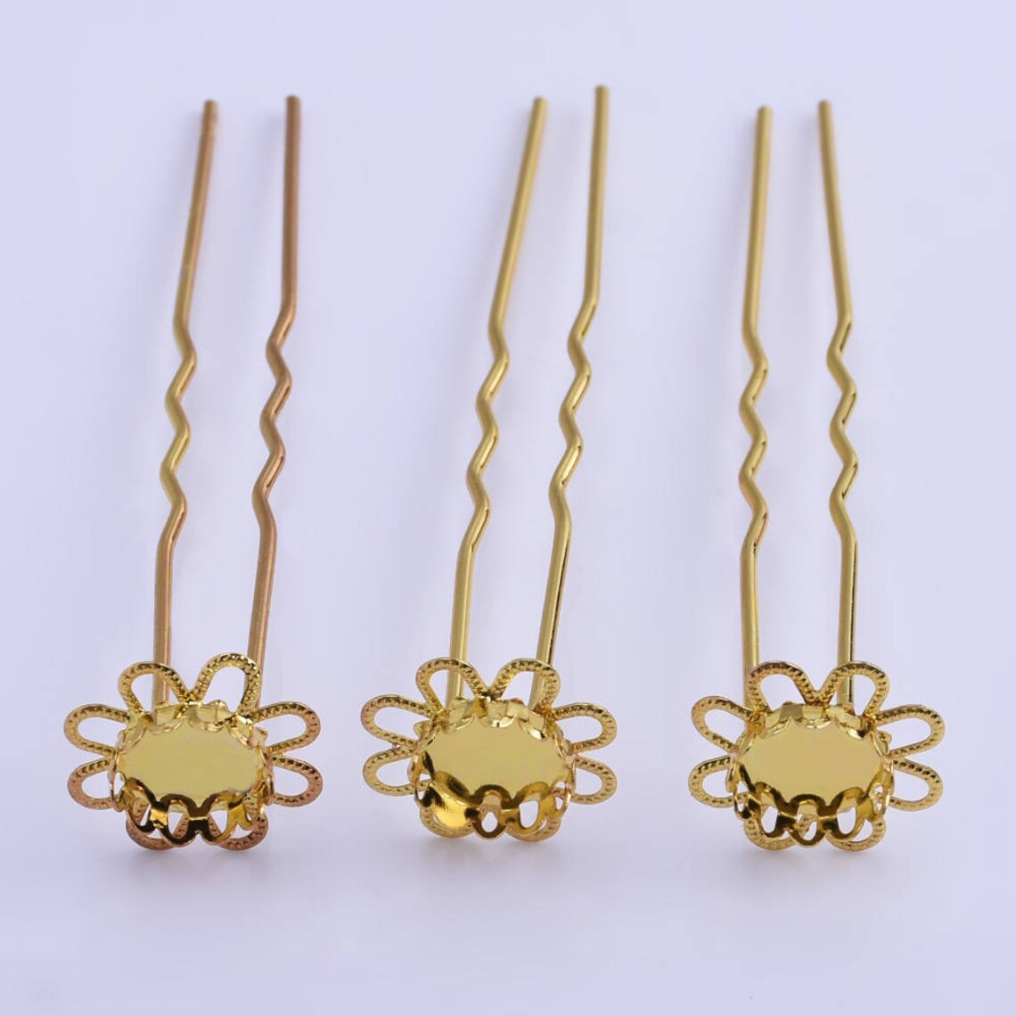 75mm U Style Hair Pin Base Hairpins With 10mm Bezel Wedding - Etsy