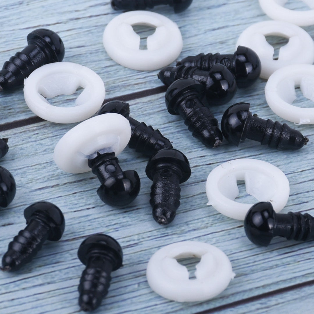 6/8/9/12/18mm Animal Eyes With Plastic Washers Plastic Eyes Black ...