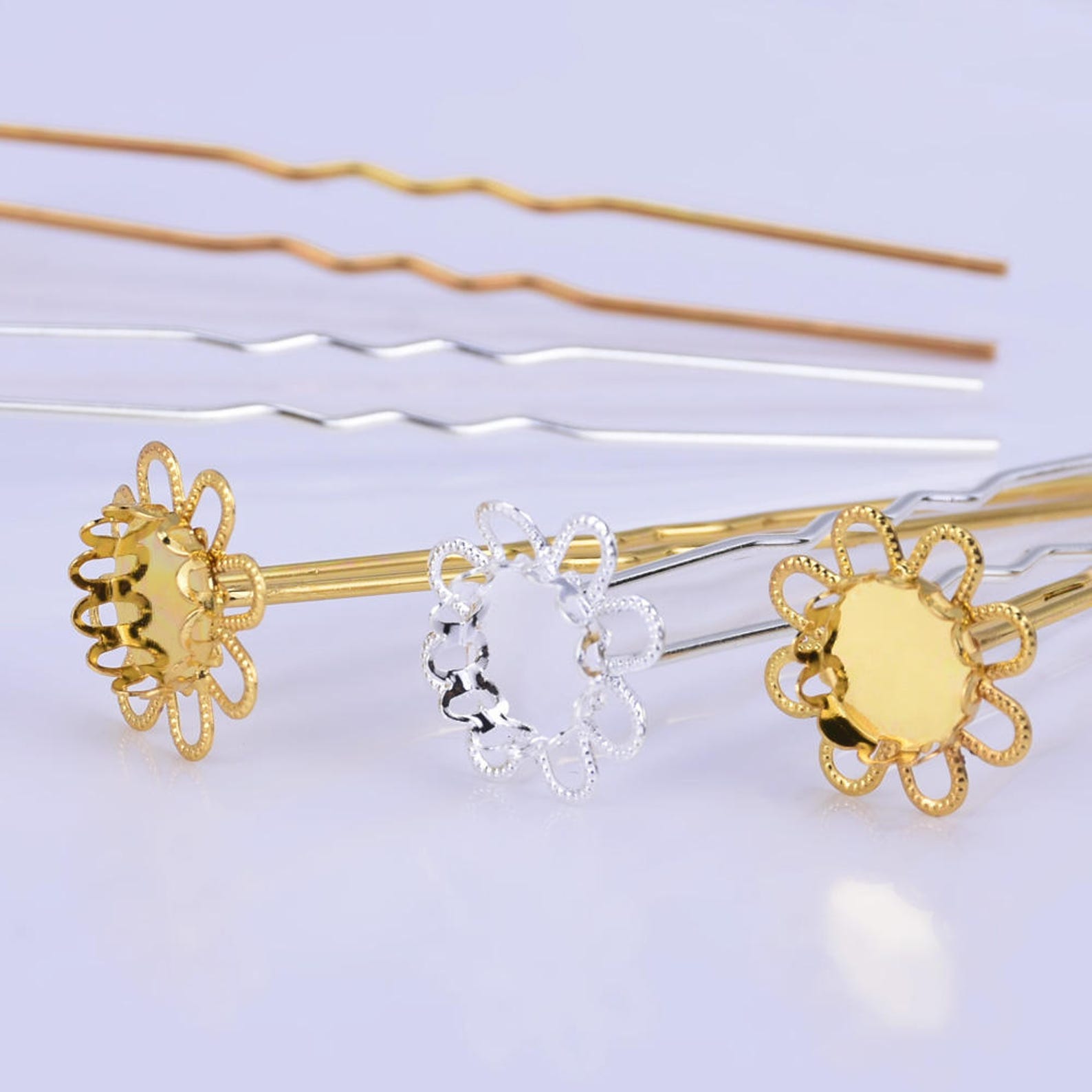 75mm U Style Hair Pin Base Hairpins With 10mm Bezel Wedding - Etsy