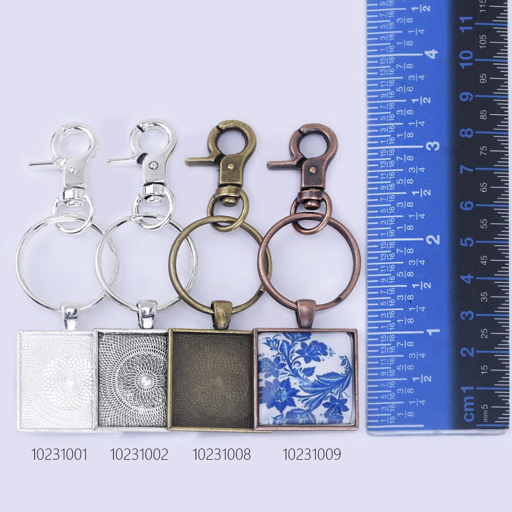Zinc Alloy DIY 25mm Square Craft Pendant Kits Key Chains | Etsy