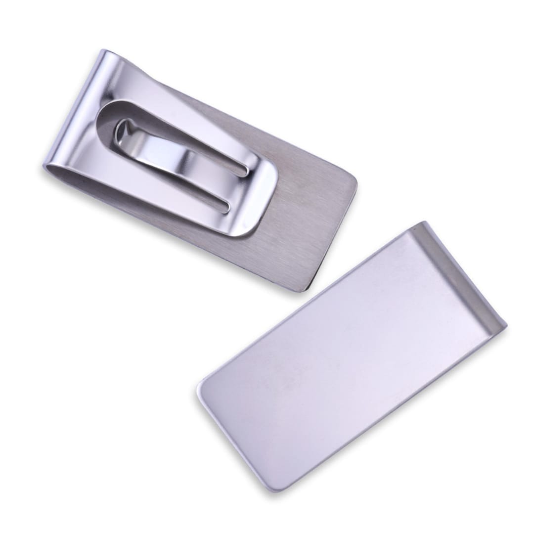 Stainless Steel Money Clip Blank Wallet Silver Cash Holder Card Holder ...