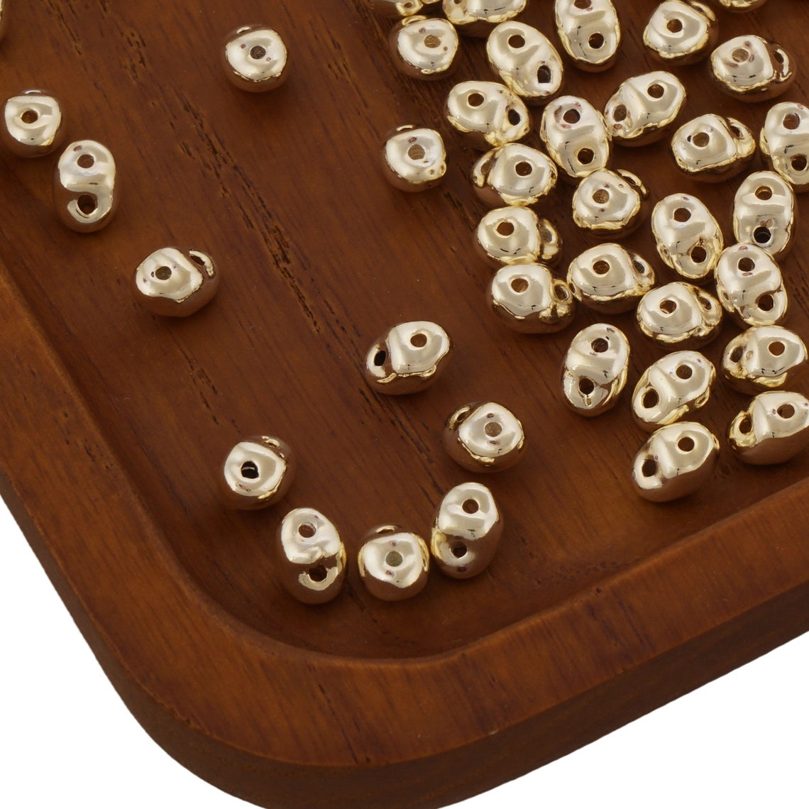 10PCS 14k Gold Filled Pig Nose Spacer Beads With 2 Holes, Irregular ...