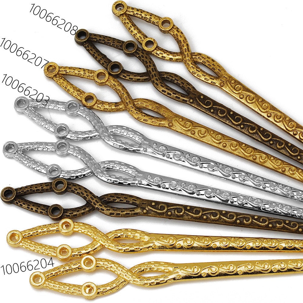 10PC Metal Hair Stick Pins Filigree Stamping Hole Diy Hair Pin Jewelry ...