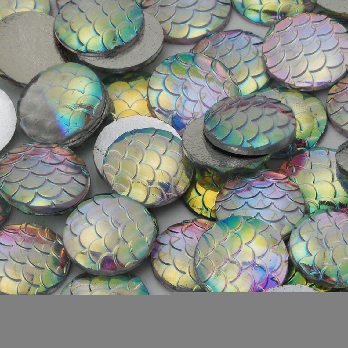 50PCS 12mm Resin Mermaid Cabochons AB Iridescent Mermaids - Etsy