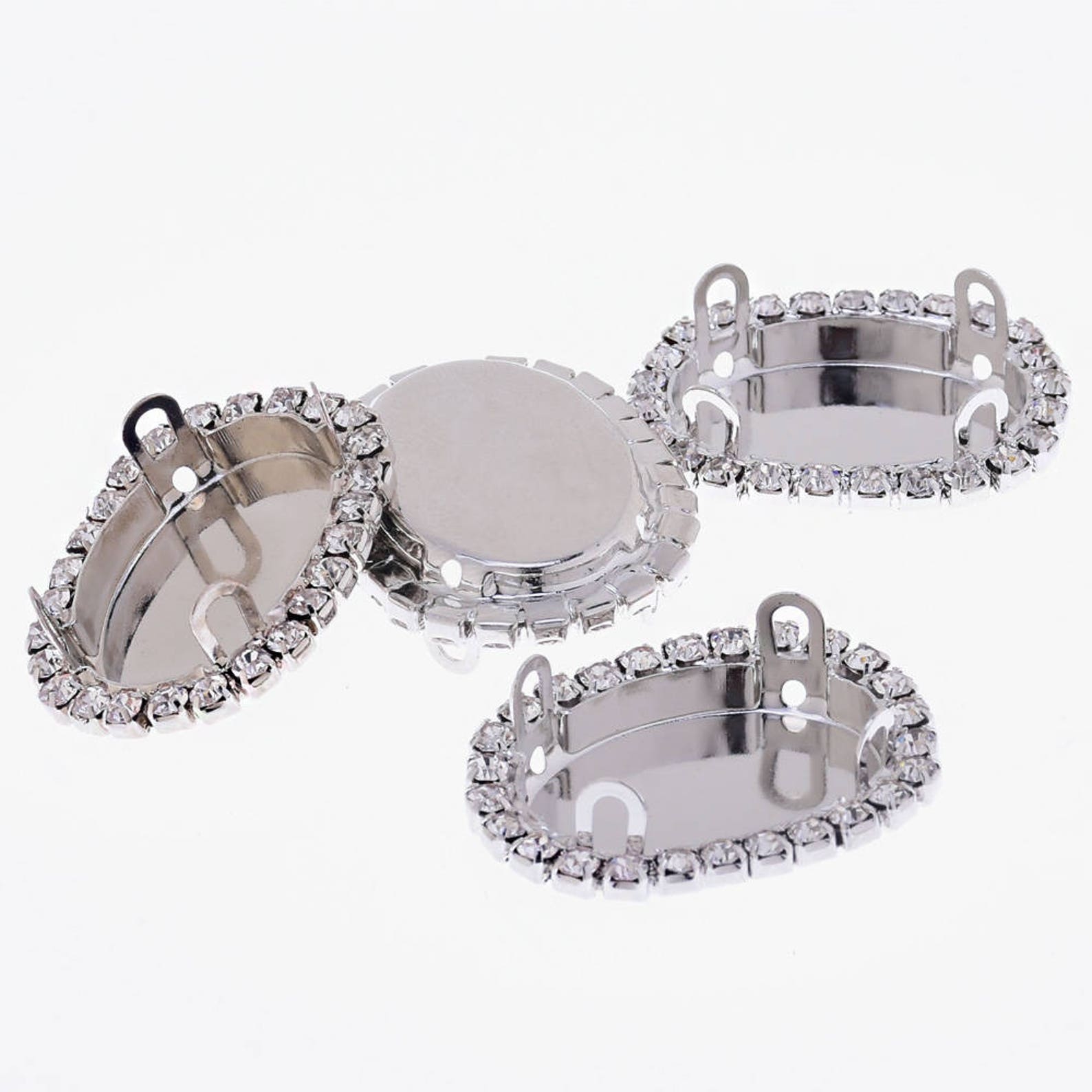 Single Row Rhinestones Claw Oval Base Setting Pendant Claw Ear Claw Diy ...