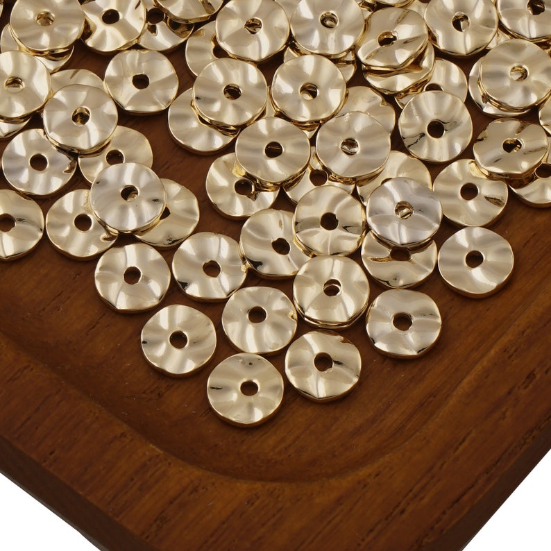50PCS 14k Gold Filled Hammered Disc Beads, Coin Disk Spacer Beads, Disc ...