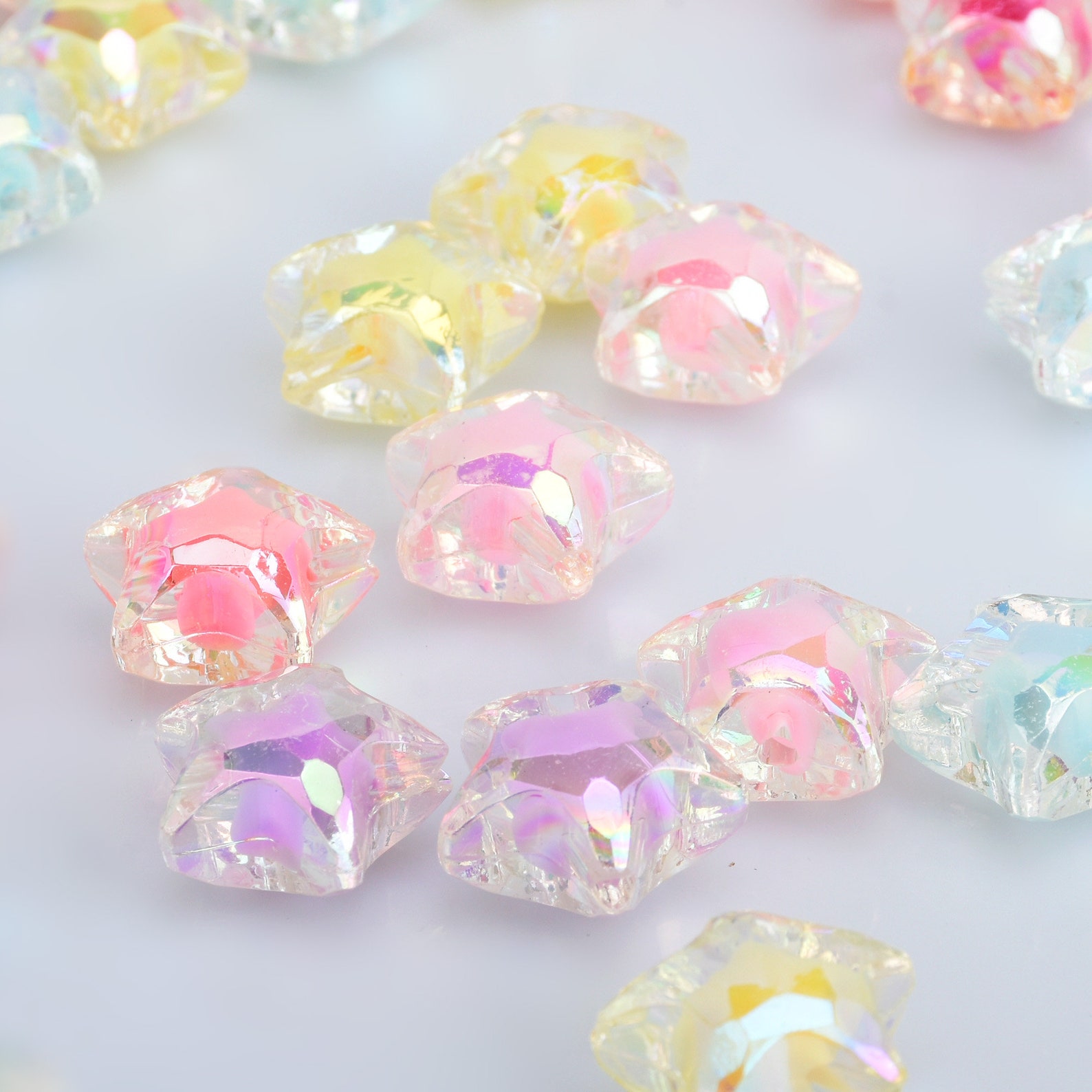 19mm Acrylic Star Bead AB Translucent Pastel Beads Iridescent - Etsy