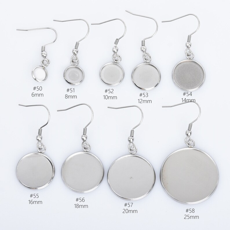 316 Stainless Steel Earring Blank Bezel Blank Earring Base Earwires ...