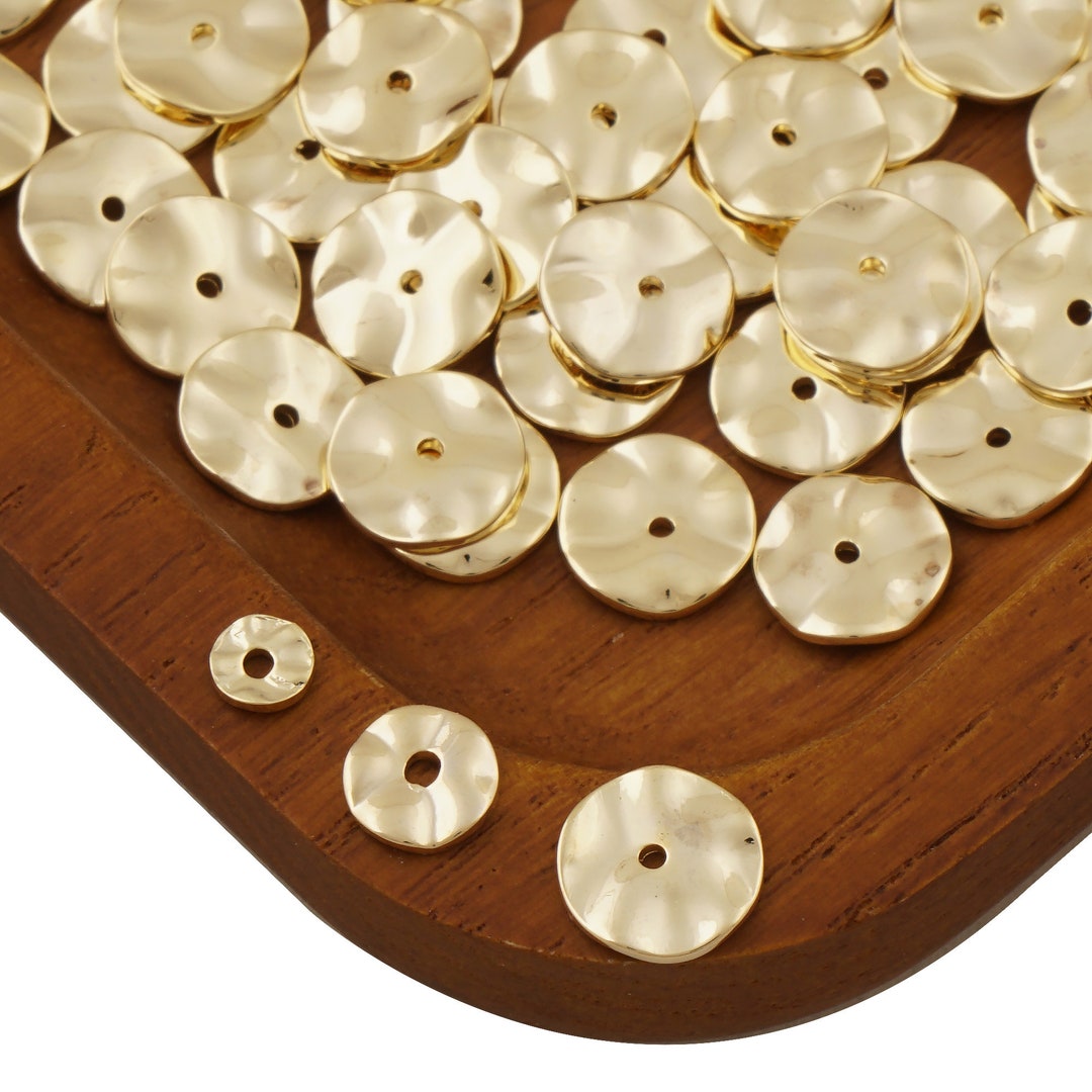 50PCS 14k Gold Filled Hammered Disc Beads, Coin Disk Spacer Beads, Disc ...