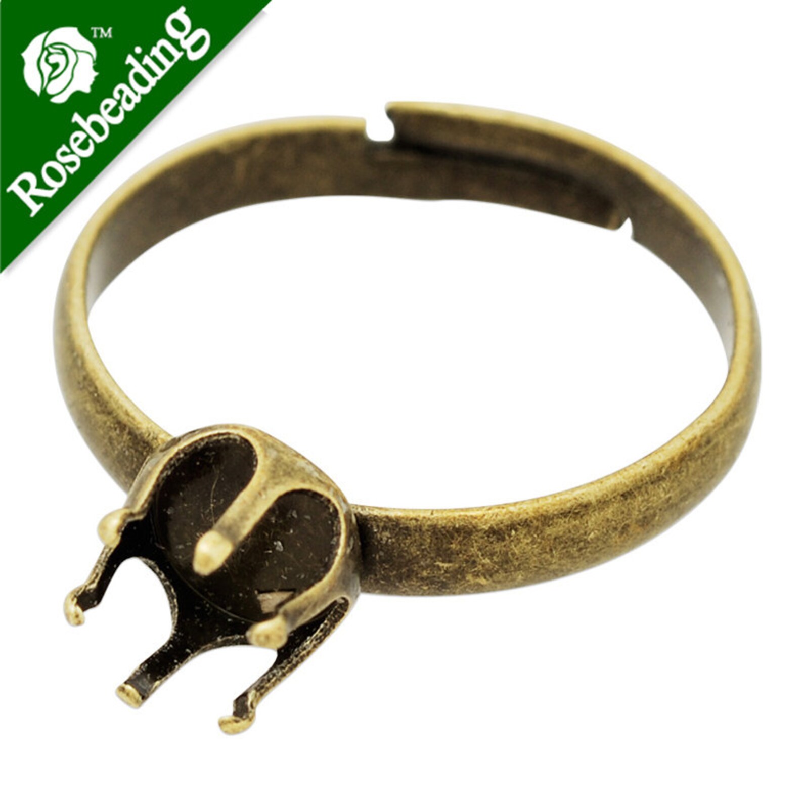 20PCS 6MM Round Crown Claw Setting Ring Blank, Adjustable Ring Base ...
